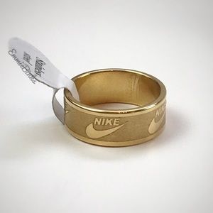 Nike | Jewelry | New 8mm Nike Swoosh Logo Golden Stainless Steel Band ...